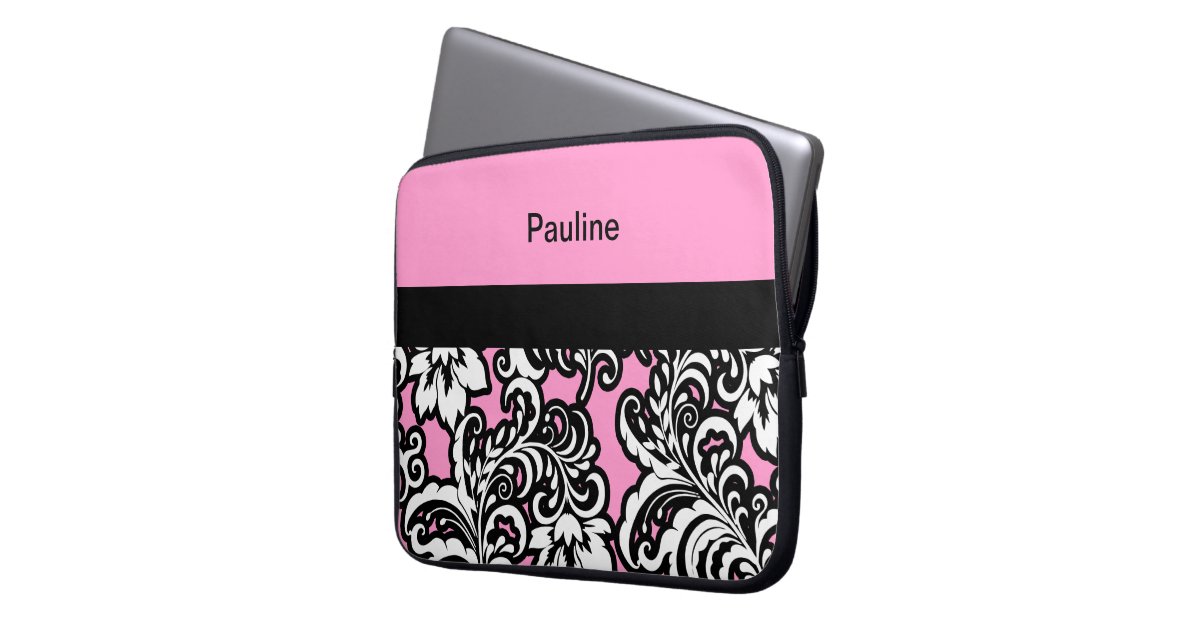 Pink Girly Monogram Laptop Case | Zazzle