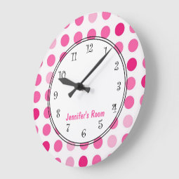 Pink Girly Personalized Clocks | Zazzle