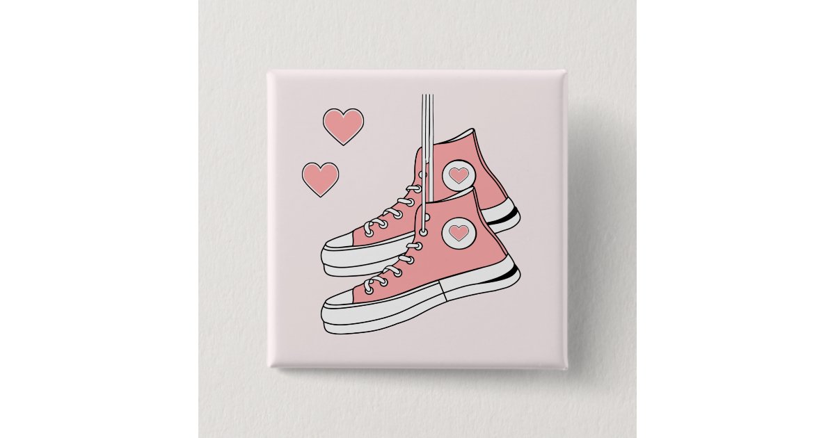 Pink Girly Sneakers Button | Zazzle