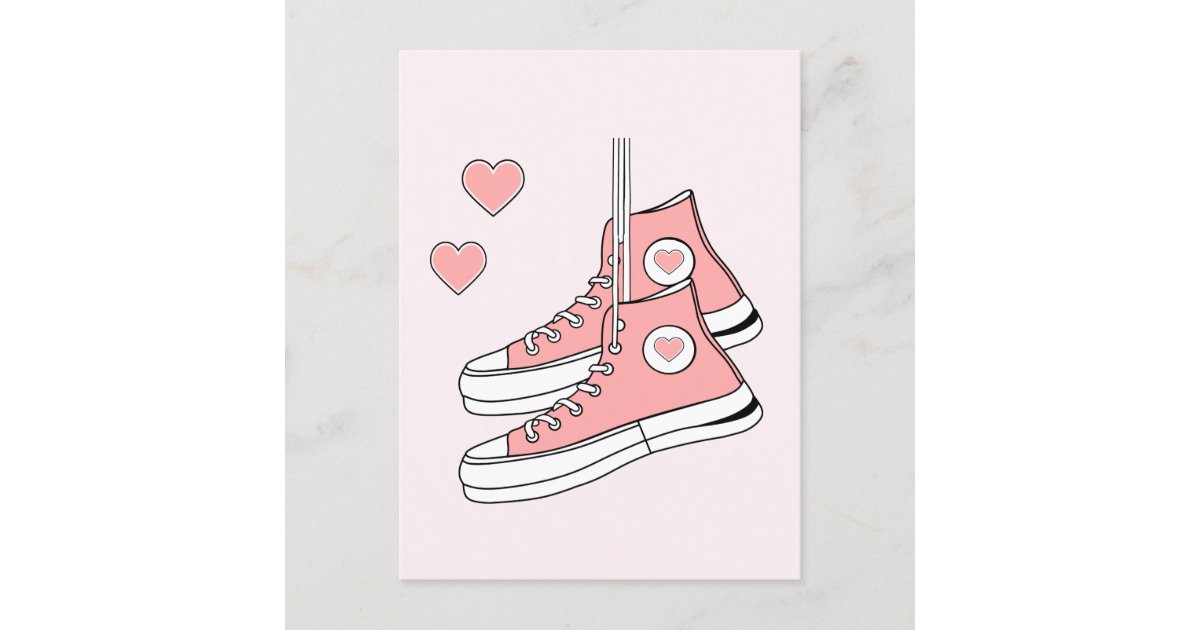 Pink Girly Sneakers Postcard | Zazzle