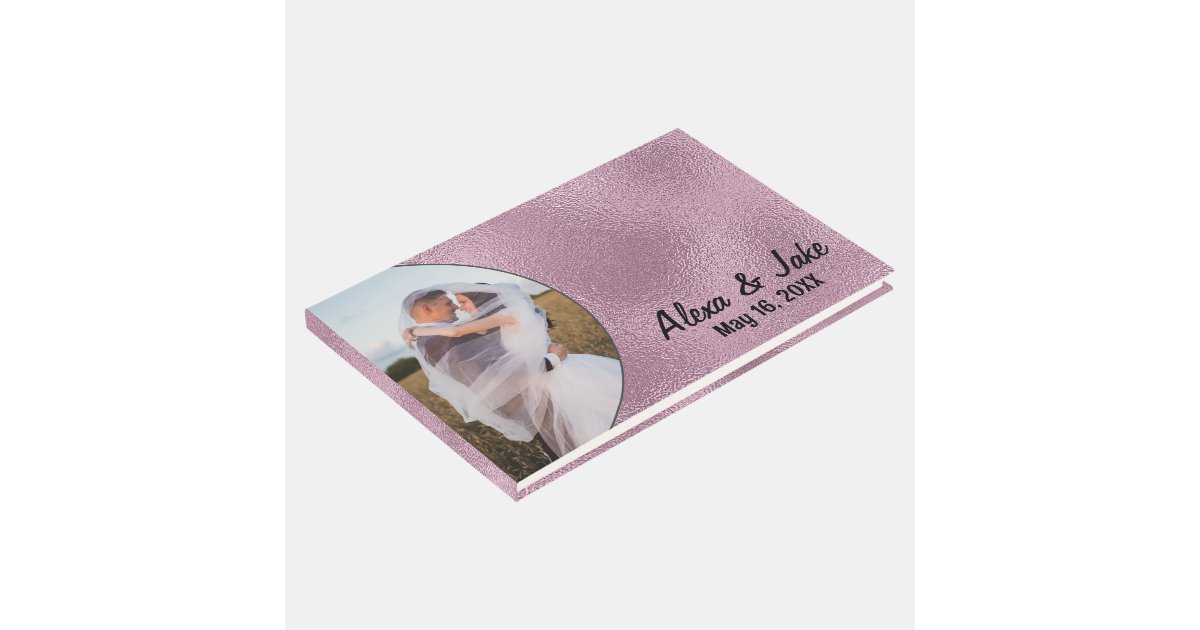 Pink Glass Wedding Photo Frame Guest Book | Zazzle