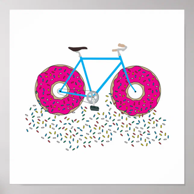 Pink Glazed Donut Wheels Bicycle with Sprinkles Poster | Zazzle