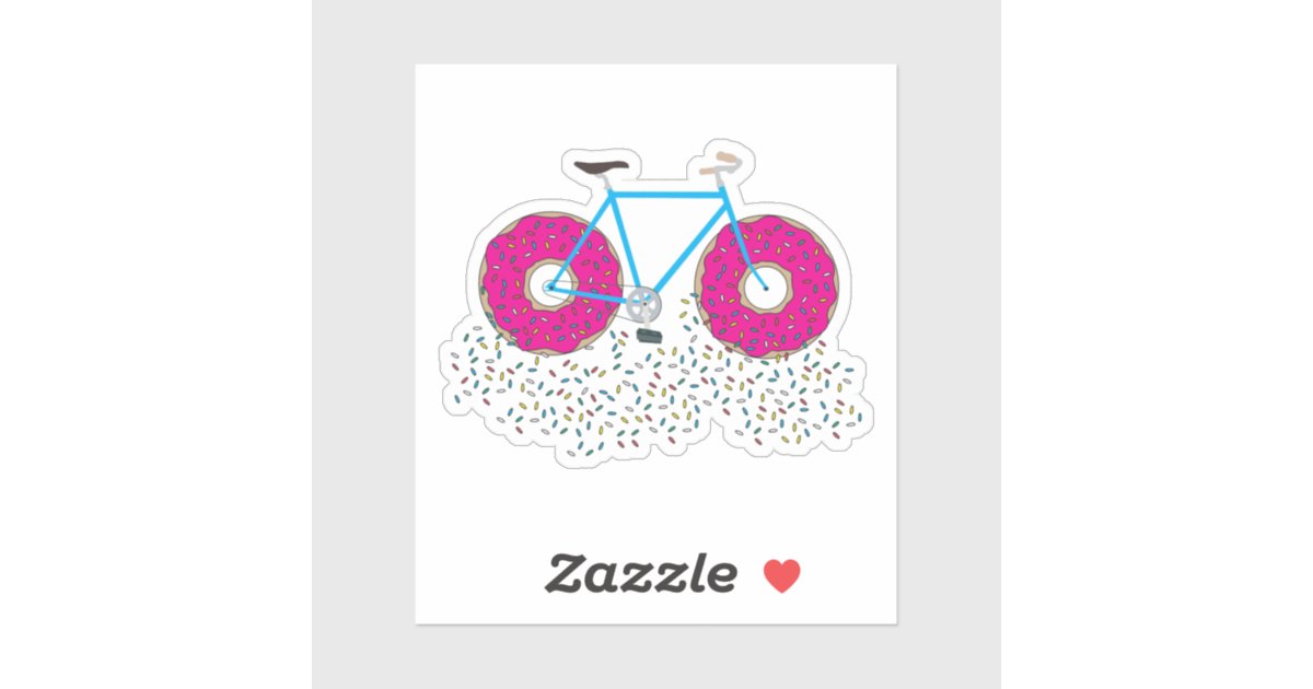 Pink Glazed Donut Wheels Bicycle with Sprinkles Sticker | Zazzle