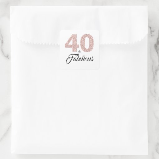 Pink Glitter 40 and Fabulous | 40th Birthday Square Sticker | Zazzle
