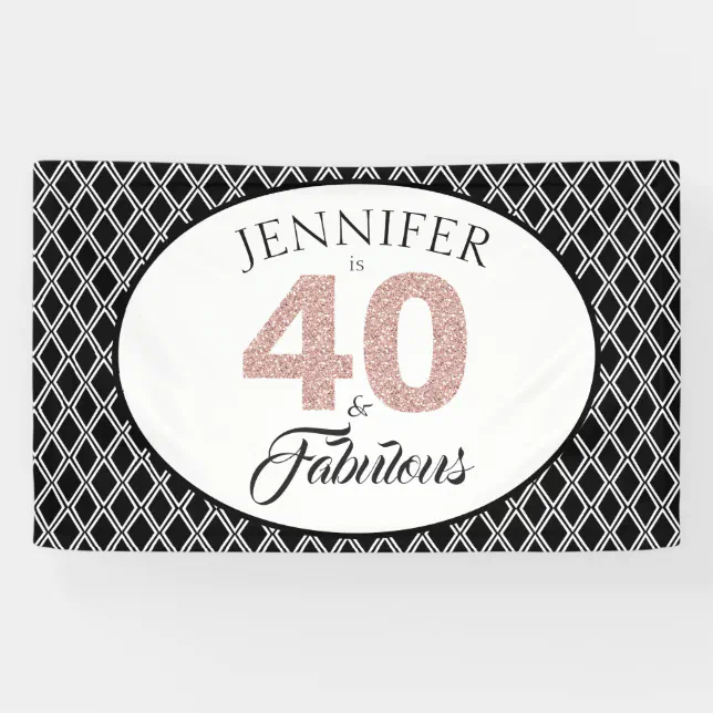 Pink Glitter 40 and Fabulous Custom 40th Birthday Banner | Zazzle
