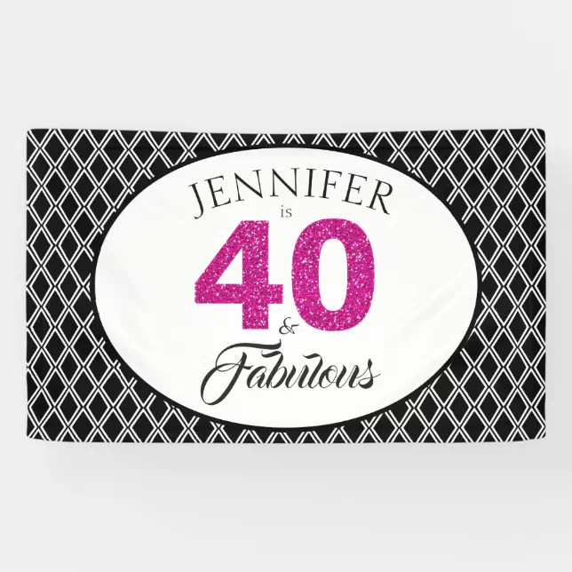 Pink Glitter 40 and Fabulous Custom 40th Birthday Banner | Zazzle