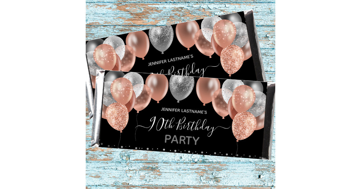 Pink Glitter 90th Birthday Candy Bar Wrapper | Zazzle