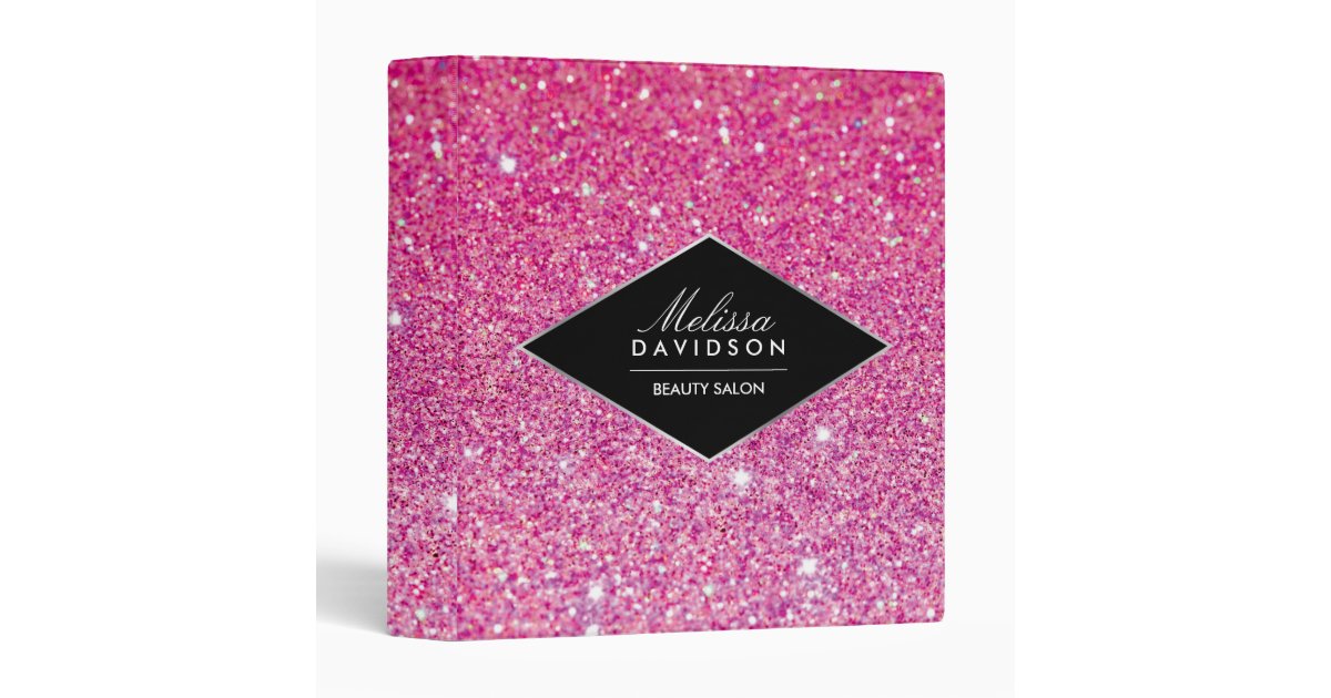 Pink Glitter and Glamour Personalized Binder | Zazzle