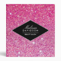 Pink Glitter and Glamour Personalized Binder | Zazzle