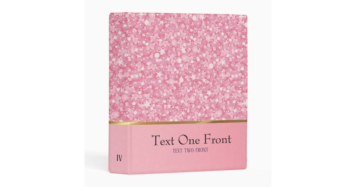 Pink Glitter And Gold Stripe Mini Binder | Zazzle