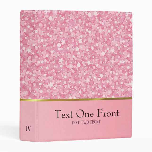 Pink Glitter And Gold Stripe Mini Binder | Zazzle