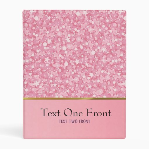 Pink Glitter And Gold Stripe Mini Binder | Zazzle