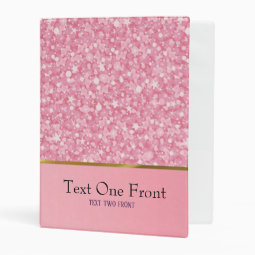 Pink Glitter And Gold Stripe Mini Binder | Zazzle