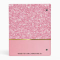 Pink Glitter And Gold Stripe Mini Binder | Zazzle