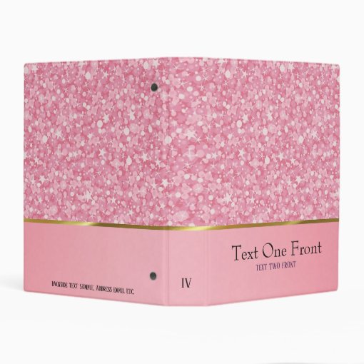 Pink Glitter And Gold Stripe Mini Binder | Zazzle