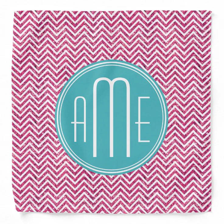 Pink Glitter and Mint Custom Monogram Bandana | Zazzle