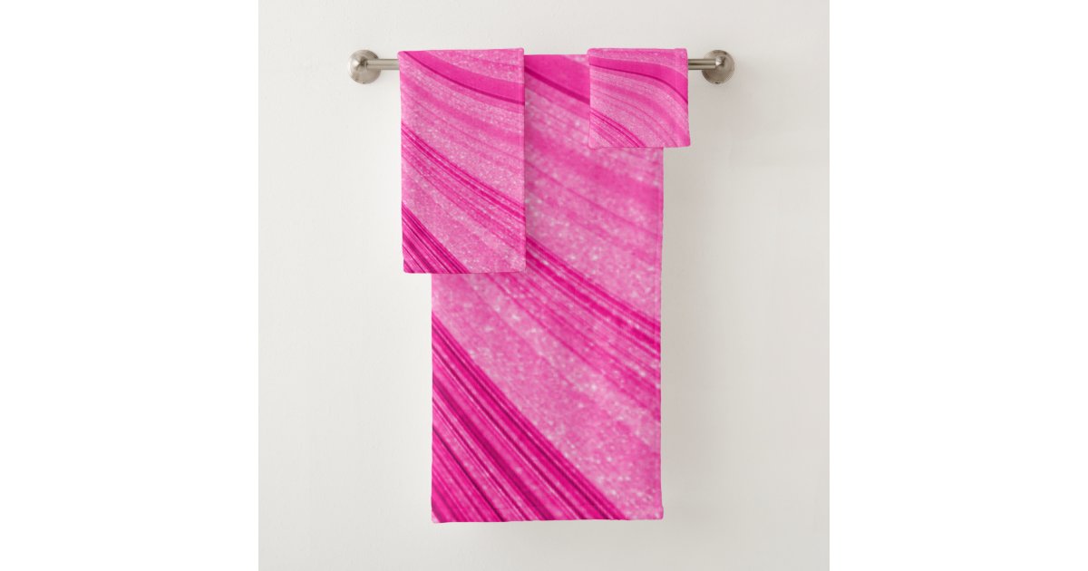 Pink Glitter Bath Towel Set | Zazzle