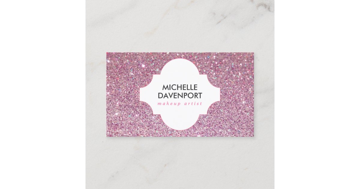 PINK GLITTER BEAUTY, MAKEUP ARTIST, SALON BUSINESS CARD | Zazzle