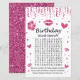 Pink glitter Birthday Word Search Game | Zazzle