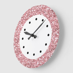 Pink Glitter Bling Clocks | Zazzle