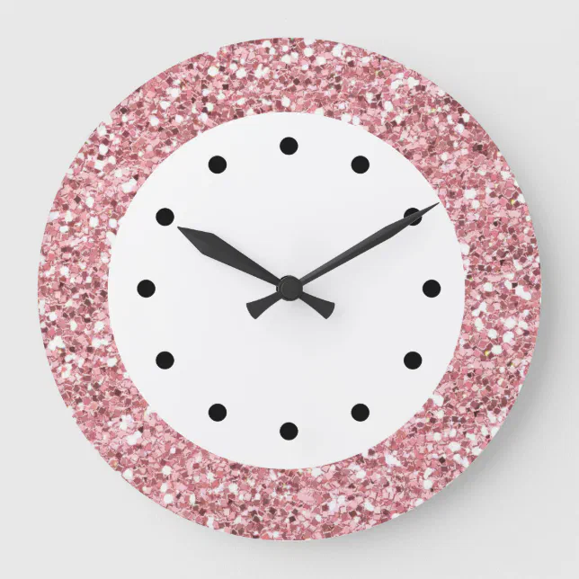 Pink Glitter Bling Clocks | Zazzle