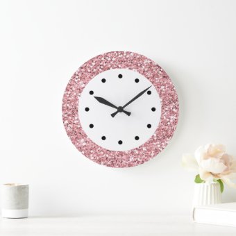 Pink Glitter Bling Clocks | Zazzle
