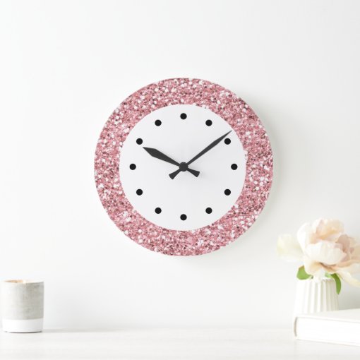 Pink Glitter Bling Clocks | Zazzle