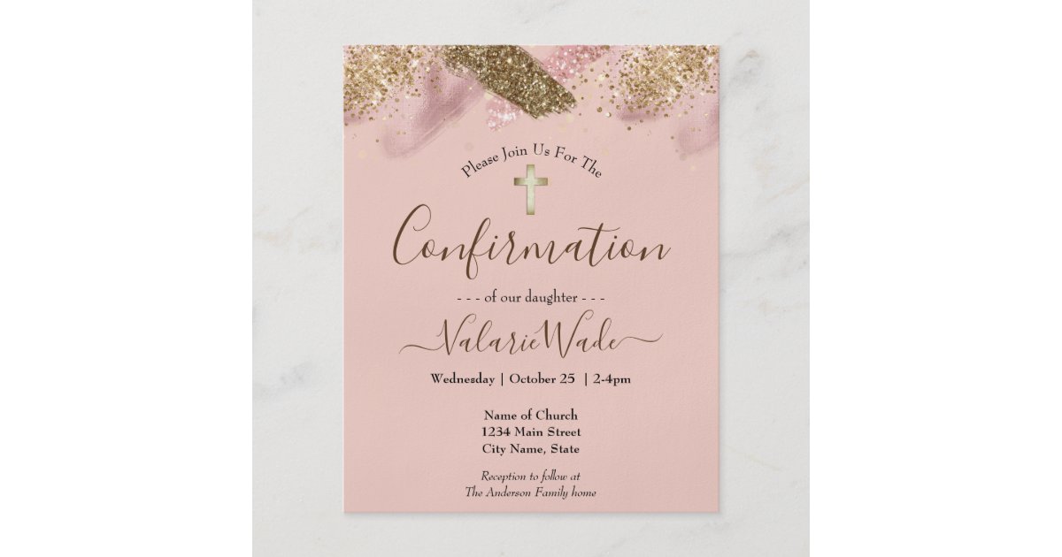 Pink Glitter Budget First Confirmation Flyer | Zazzle