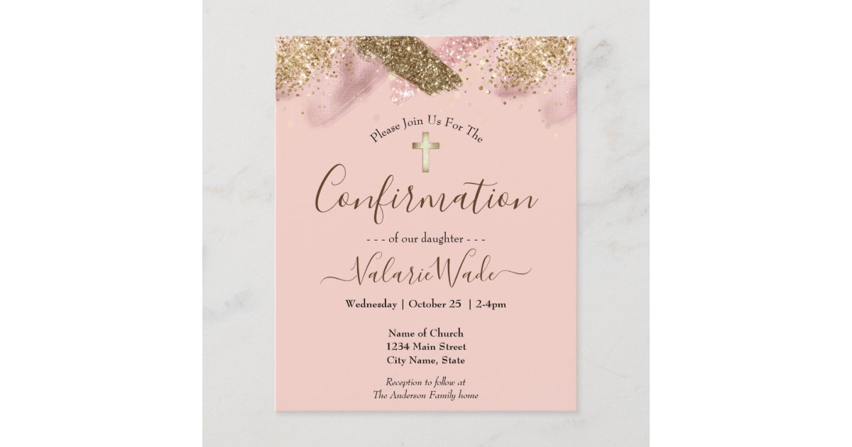 Pink Glitter Budget First Confirmation Flyer | Zazzle