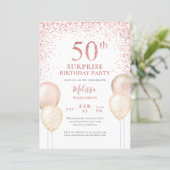 Pink Glitter Calligraphy Surprise 50th Birthday Invitation | Zazzle