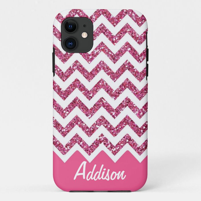 Pink Glitter Chevron Name BLING Case | Zazzle.com