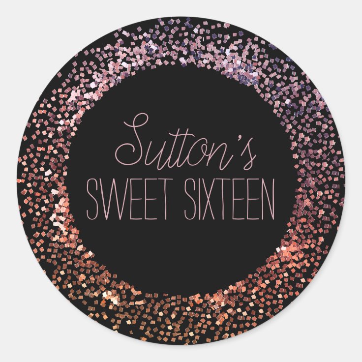 Pink Glitter Circle Classic Round Sticker | Zazzle