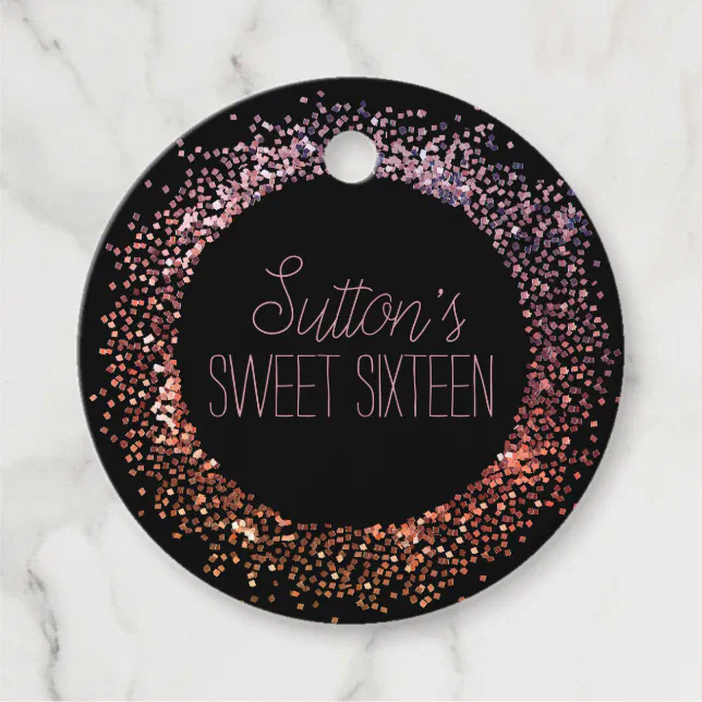 Pink Glitter Circle Favor Tags | Zazzle