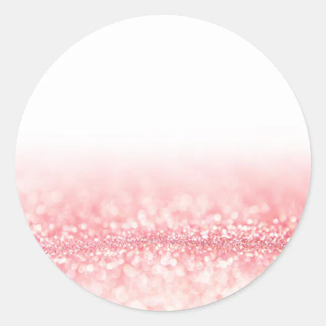 Pink Glitter Custom Trendy Classic Round Sticker | Zazzle