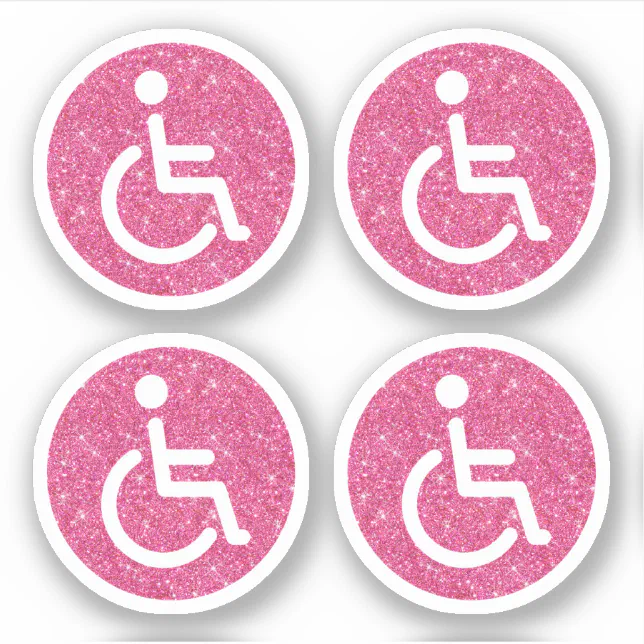 Pink glitter disabled handicap symbol sticker | Zazzle