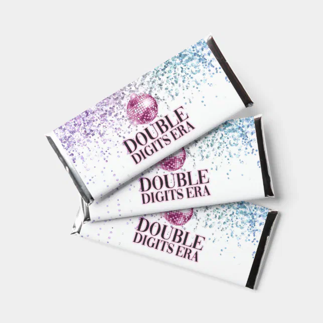 Pink Glitter Disco Double Digits Era Birthday Hershey Bar Favors | Zazzle