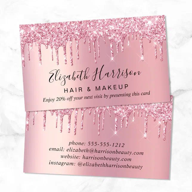 Pink Glitter Discount Business Card | Zazzle