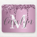 Pink Glitter Drip Custom Name Mousepad | Zazzle