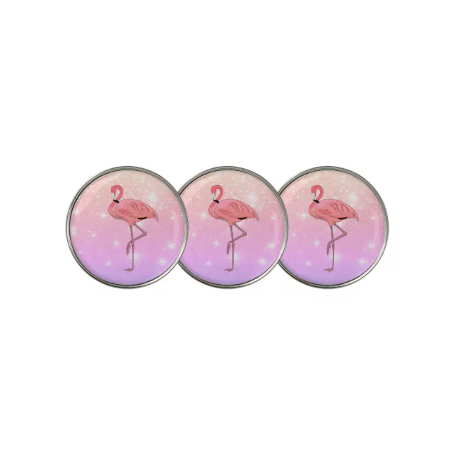 Pink Glitter Effect Flamingo Golf Ball Marker | Zazzle