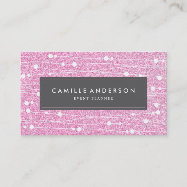 Pink Glitter Event Planner Business Card Template | Zazzle