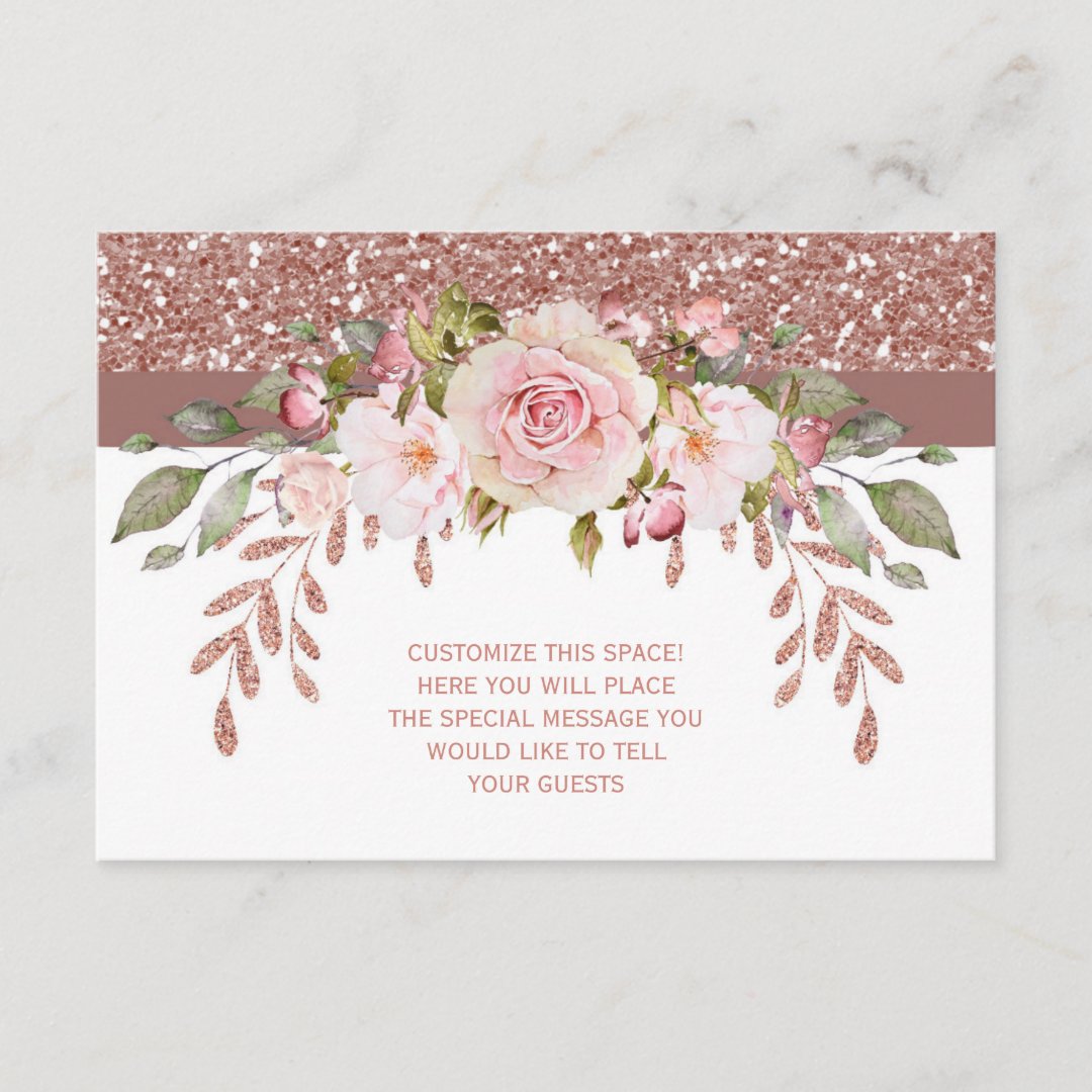 Pink Glitter Floral Enclosure Card | Zazzle