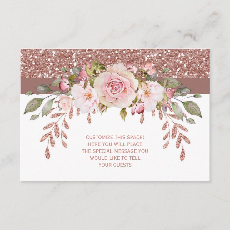 Pink Glitter Floral Enclosure Card | Zazzle