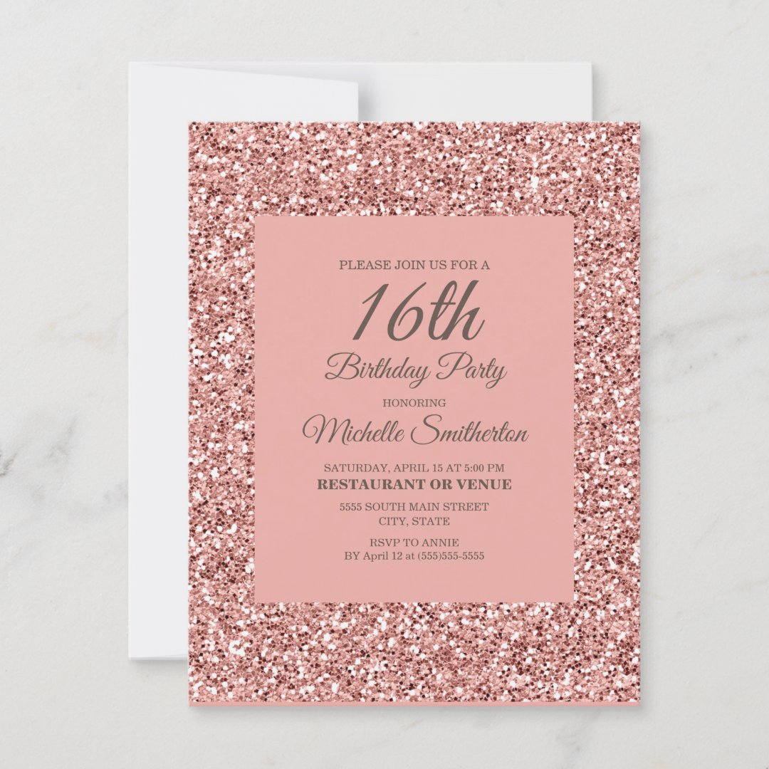 Pink Glitter Girl's 16th Birthday Card | Zazzle