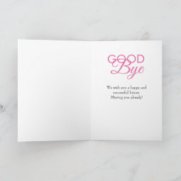 Pink Glitter Goodbye And Good Luck Farewell Card | Zazzle