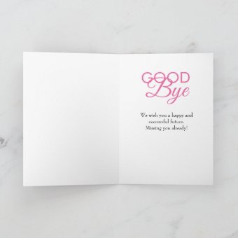 Pink Glitter Goodbye And Good Luck Farewell Card | Zazzle