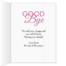 Pink Glitter Goodbye And Good Luck Jumbo Card | Zazzle