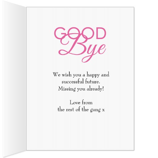 Pink Glitter Goodbye And Good Luck Jumbo Card | Zazzle