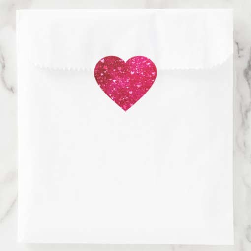 Pink Glitter Hearts Pattern Heart Sticker | Zazzle