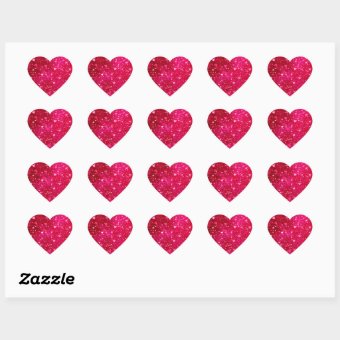 Pink Glitter Hearts Pattern Heart Sticker | Zazzle