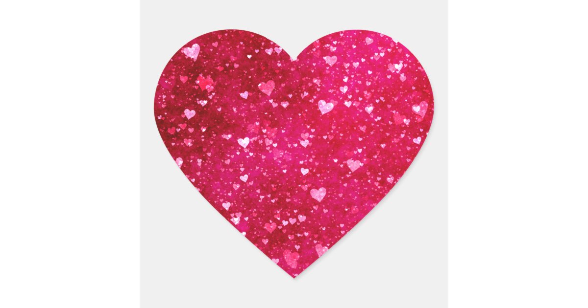 Pink Glitter Hearts Pattern Heart Sticker | Zazzle